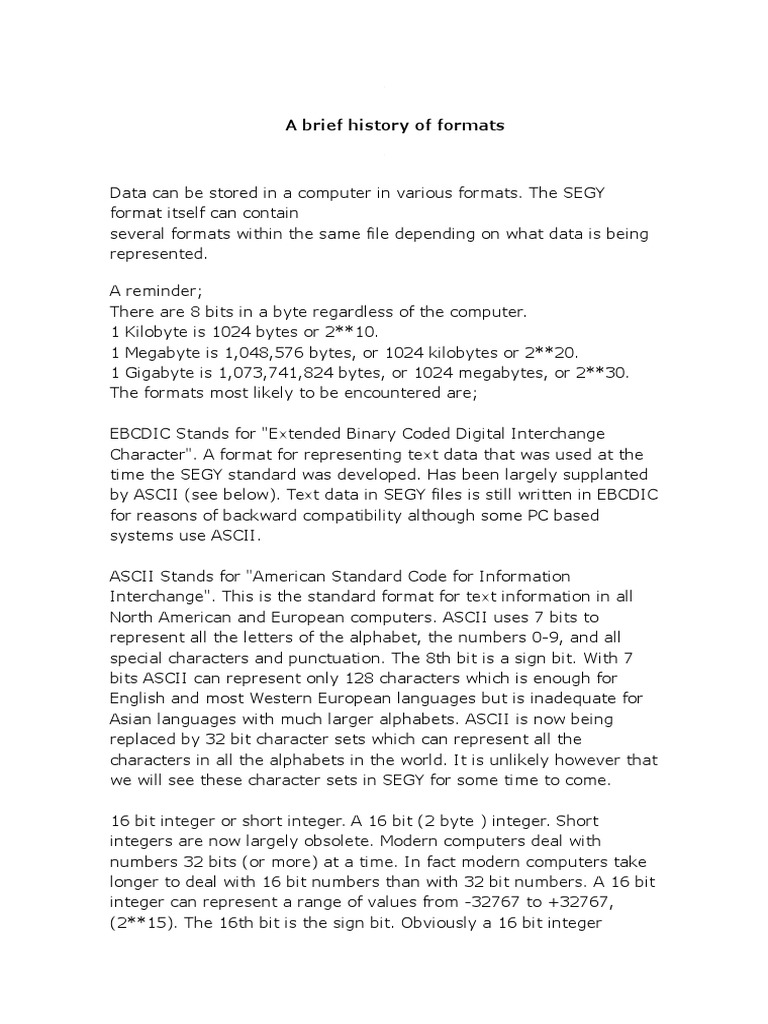 A Brief History of Formats | PDF | Ascii | Byte
