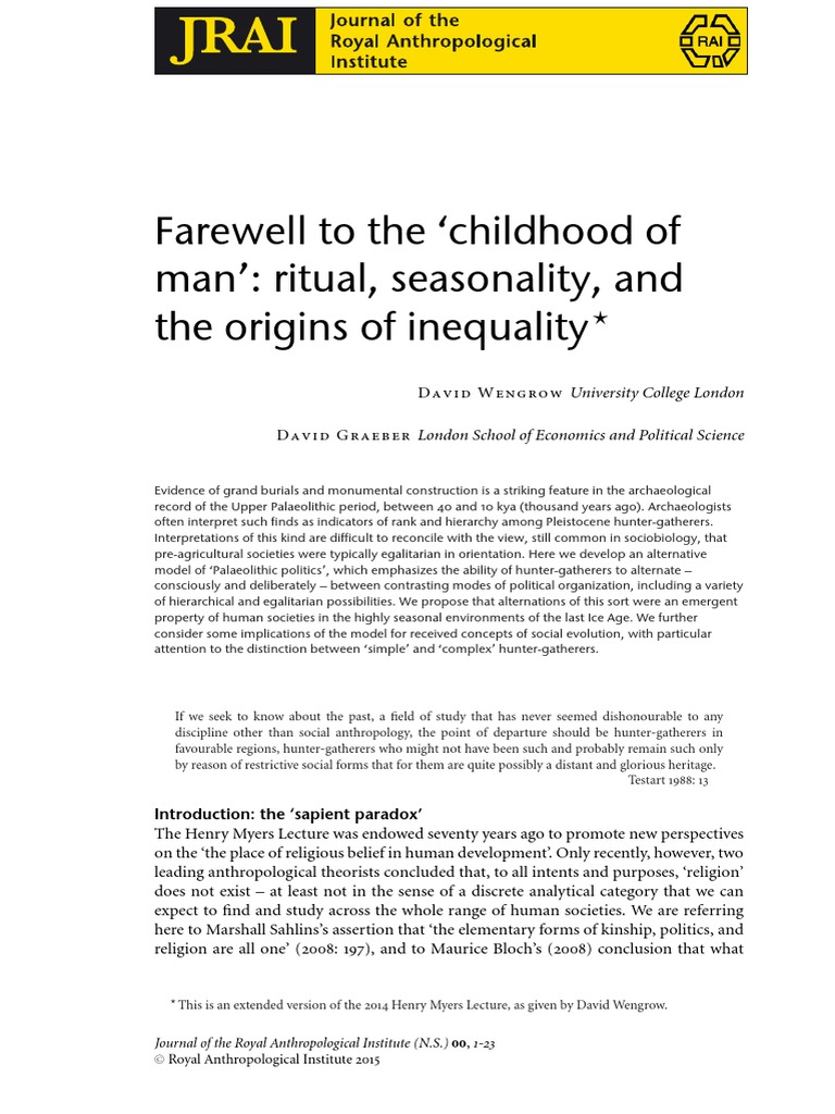 David Wengrow and David Graeber, Farewell To The "Childhood of Man ...