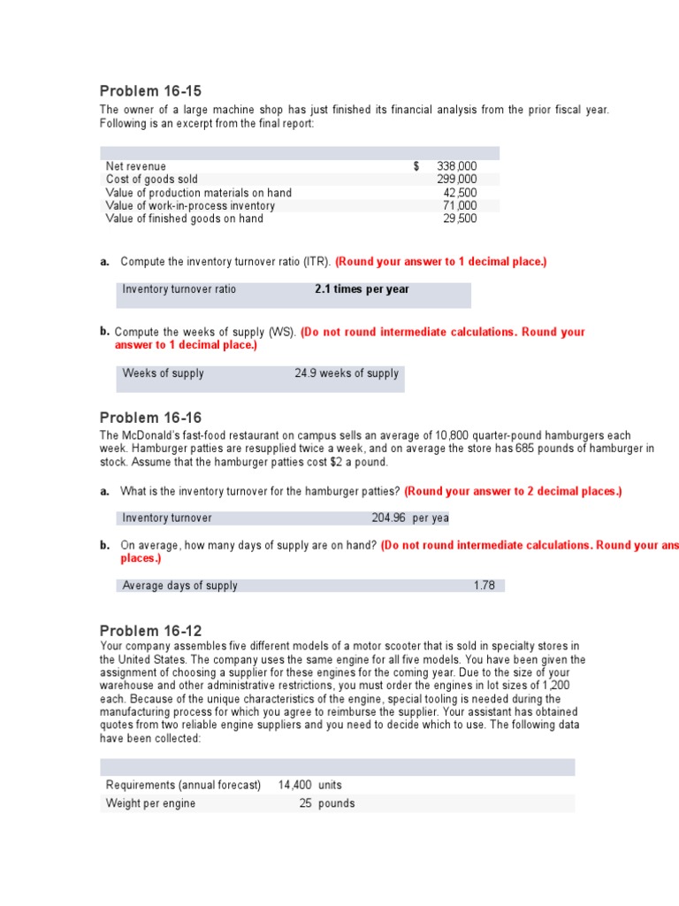 Itec Last Problems - Final | PDF | Moving Average | Inventory