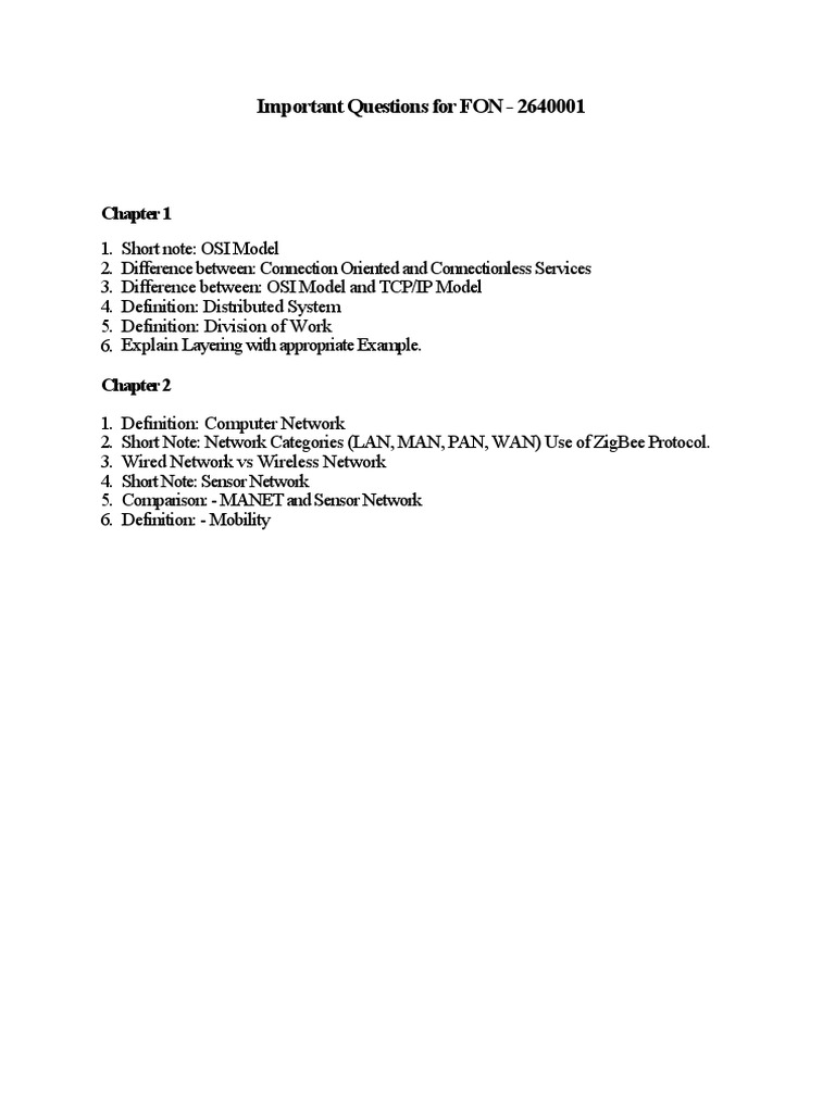 Key FON Questions for Nursing Exam | PDF | Multiplexing | Computer Network