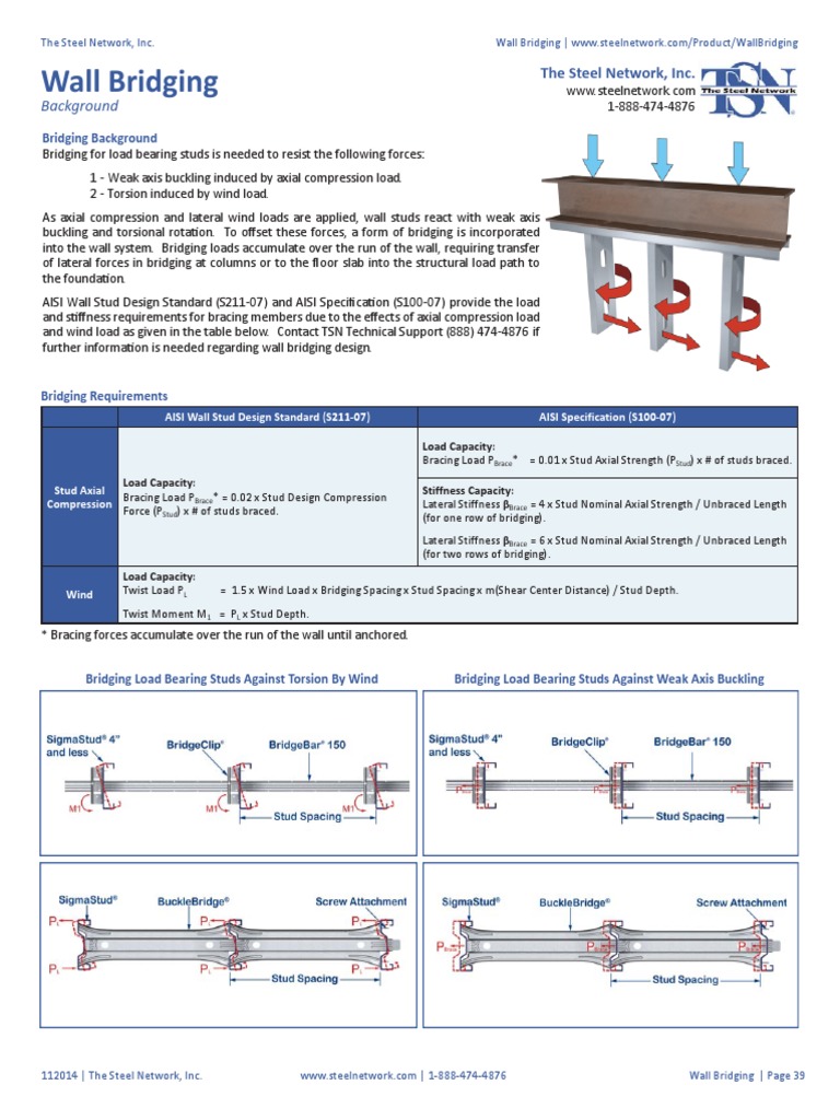TSN Wall Bridging | PDF | Strength Of Materials | Buckling