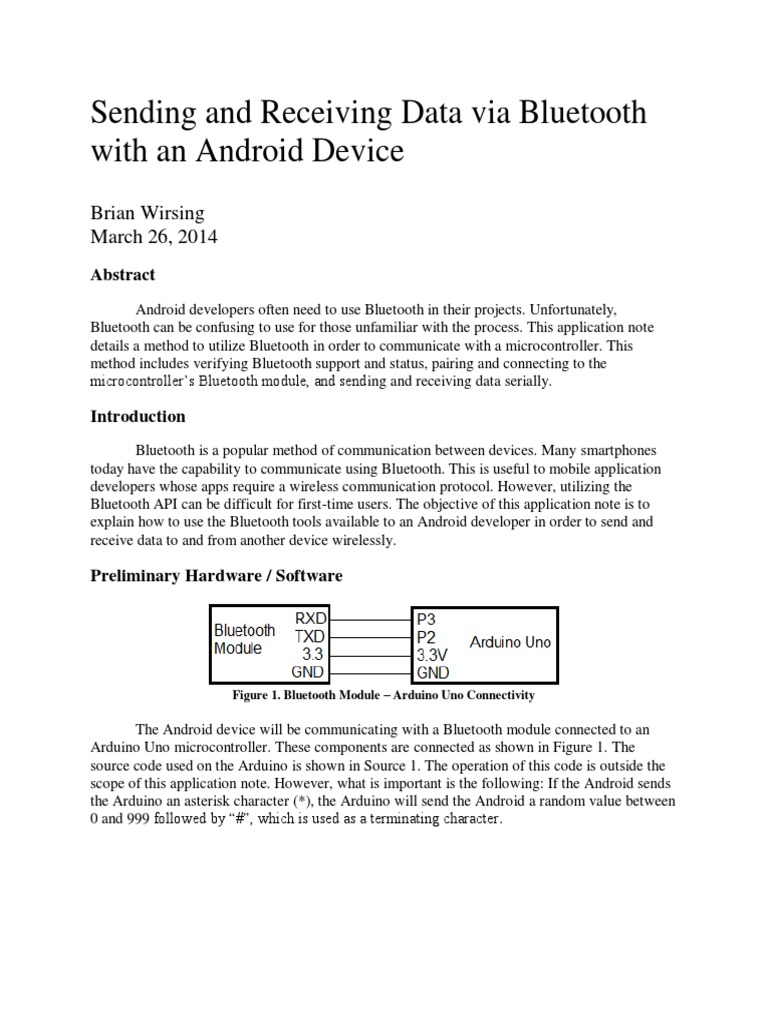 Sending and Receiving Data Via Bluetooth With Android Device | PDF ... Sending and Receiving Data Via Bluetooth With Android Device | PDF ...