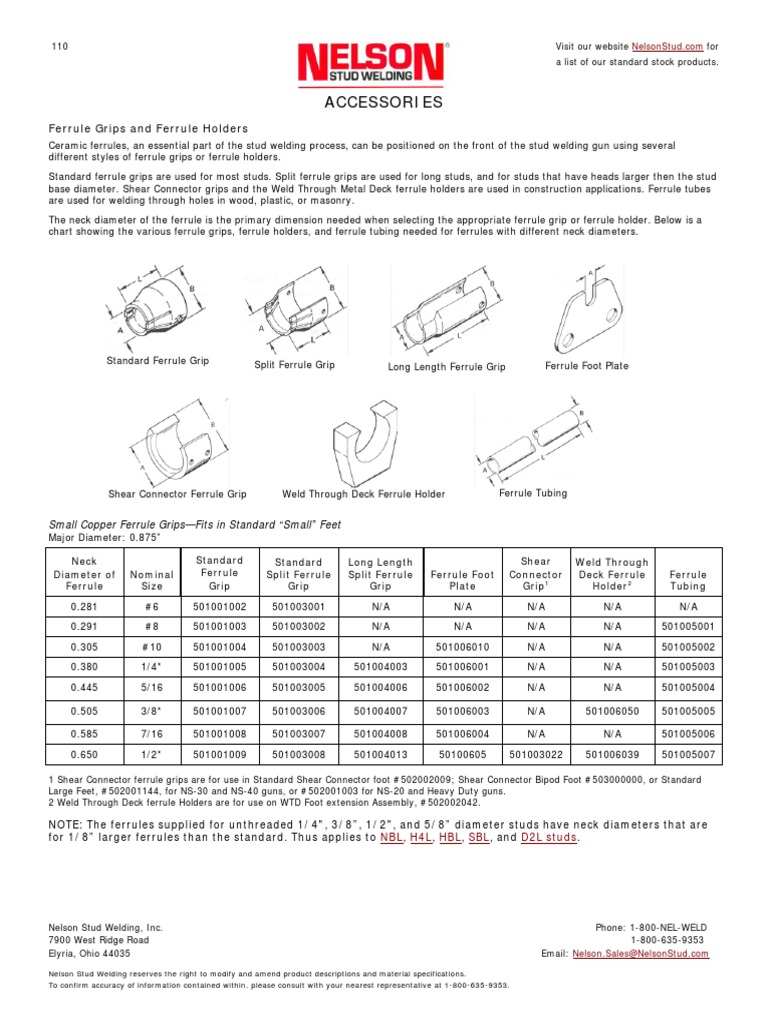 Nelson Stud Welding - Ferrule Grips and Holders | PDF | Welding ...