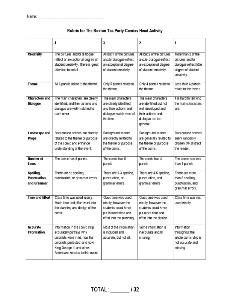 Rubric Comic Strip | PDF