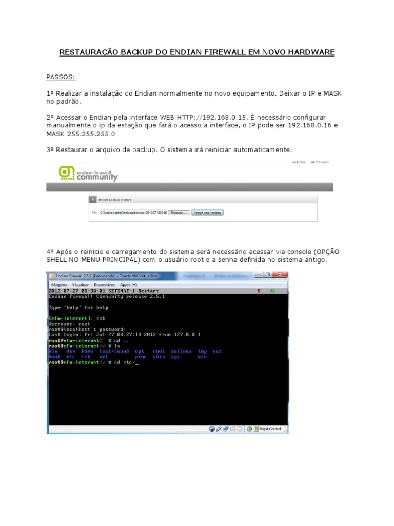 Restauracao Do Backup Do Endian Firewall em Novo Hardware | PDF ...