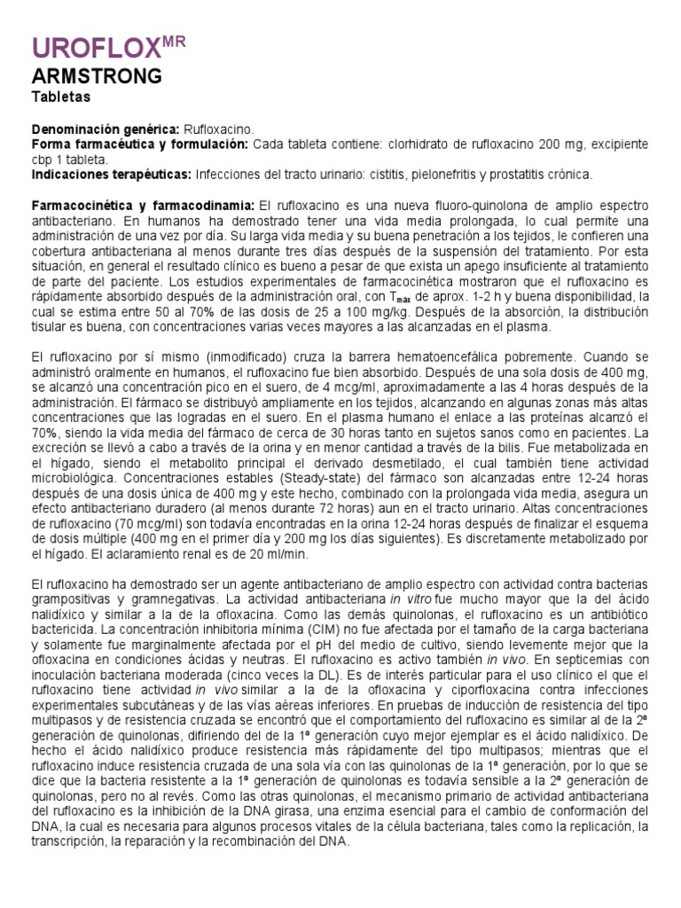 UROFLOXMR | PDF | Antibióticos | Farmacocinética