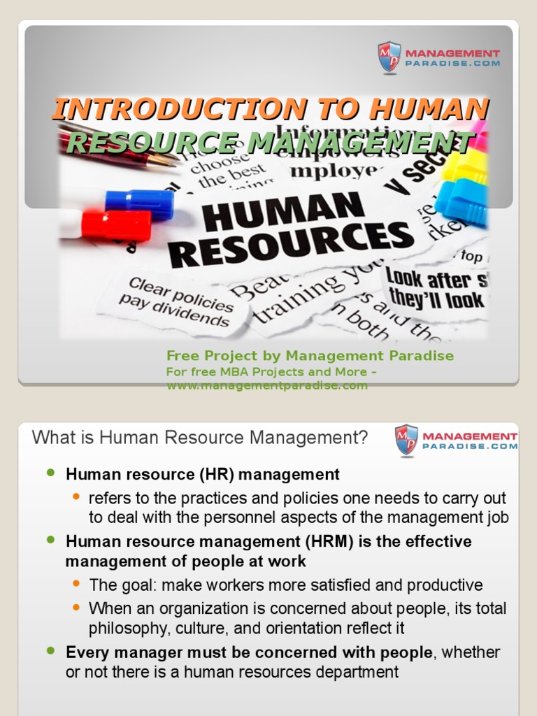 On Introduction To Human Resource Management | PDF | Human Resource ...