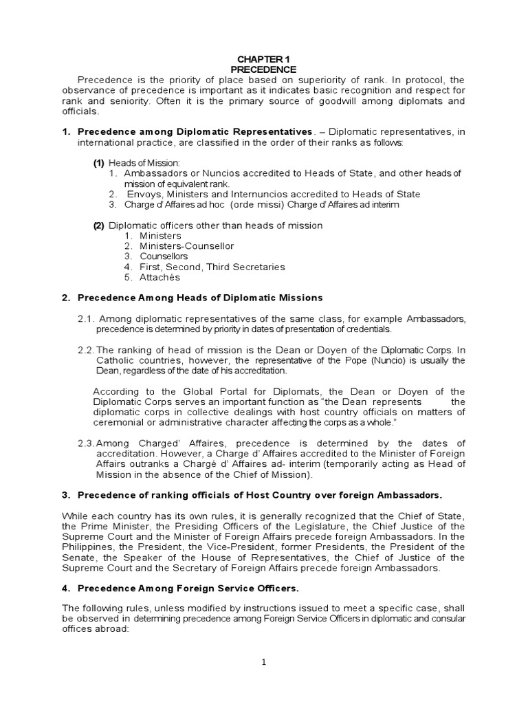 Protocol | PDF | Diplomatic Rank | Diplomatic Correspondence