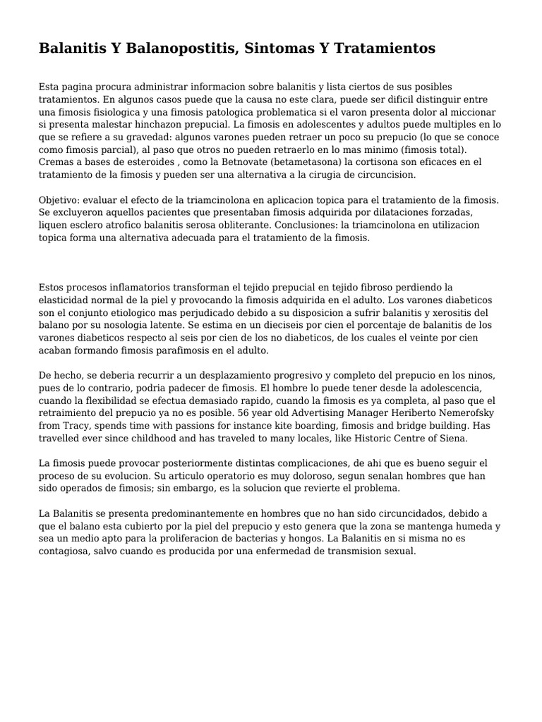 Balanitis Y Balanopostitis, Sintomas Y Tratamientos | PDF | Trastornos ...