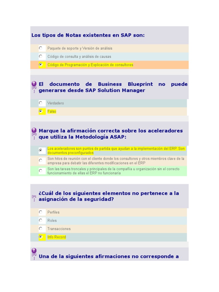 Cuestionario de Preguntas SAP | PDF | Sap Se | Beneficio (economía)