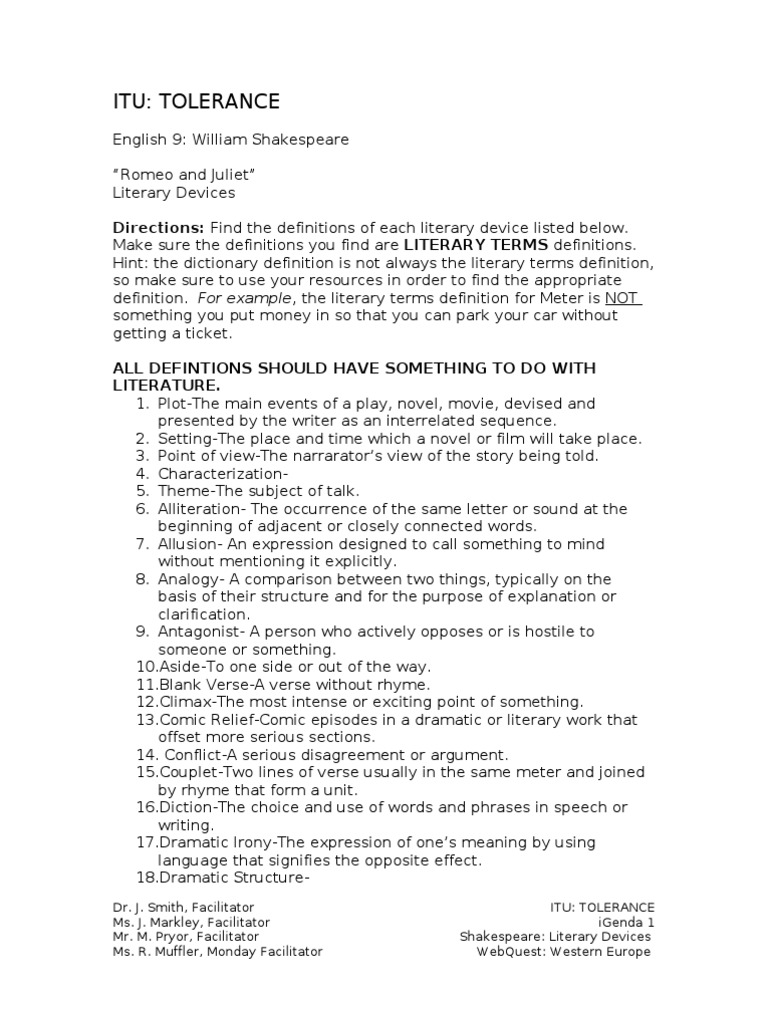 Shakespeare Literary Devices Guide | PDF