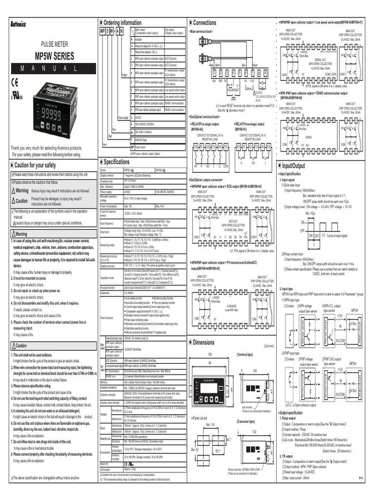 mp5w - Manual - English AUTONICS MP5W PDF | PDF | Parameter (Computer Programming) | Electricity