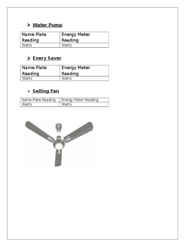 Water Pump: Name Plate Reading Energy Meter Reading | PDF | Science ...
