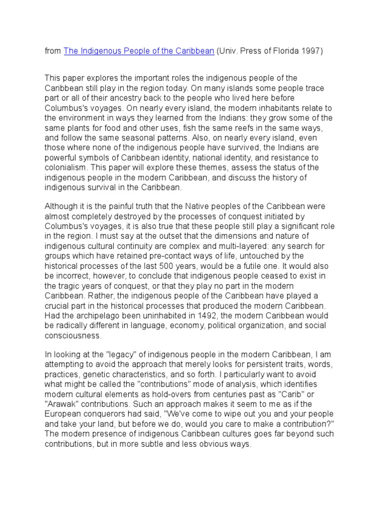 Impact of Indigenous People in the Caribbean | Caribbean | Indigenous ...