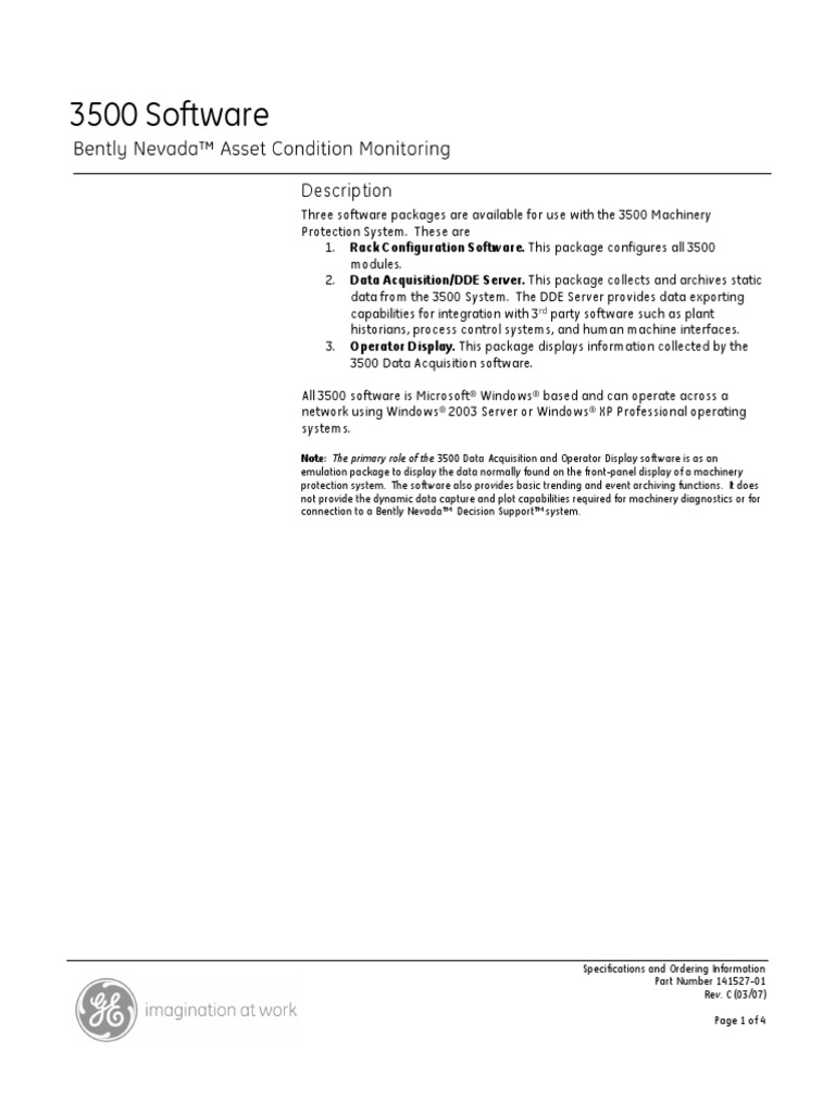 3500 Software Datasheet 141527 | PDF | Windows Server 2003 | Software