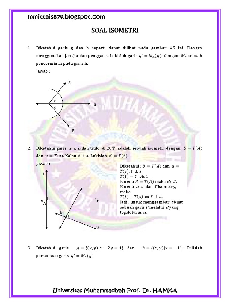 Contoh Soal Isometri dan Transformasi | PDF | Metode & Bahan Ajar