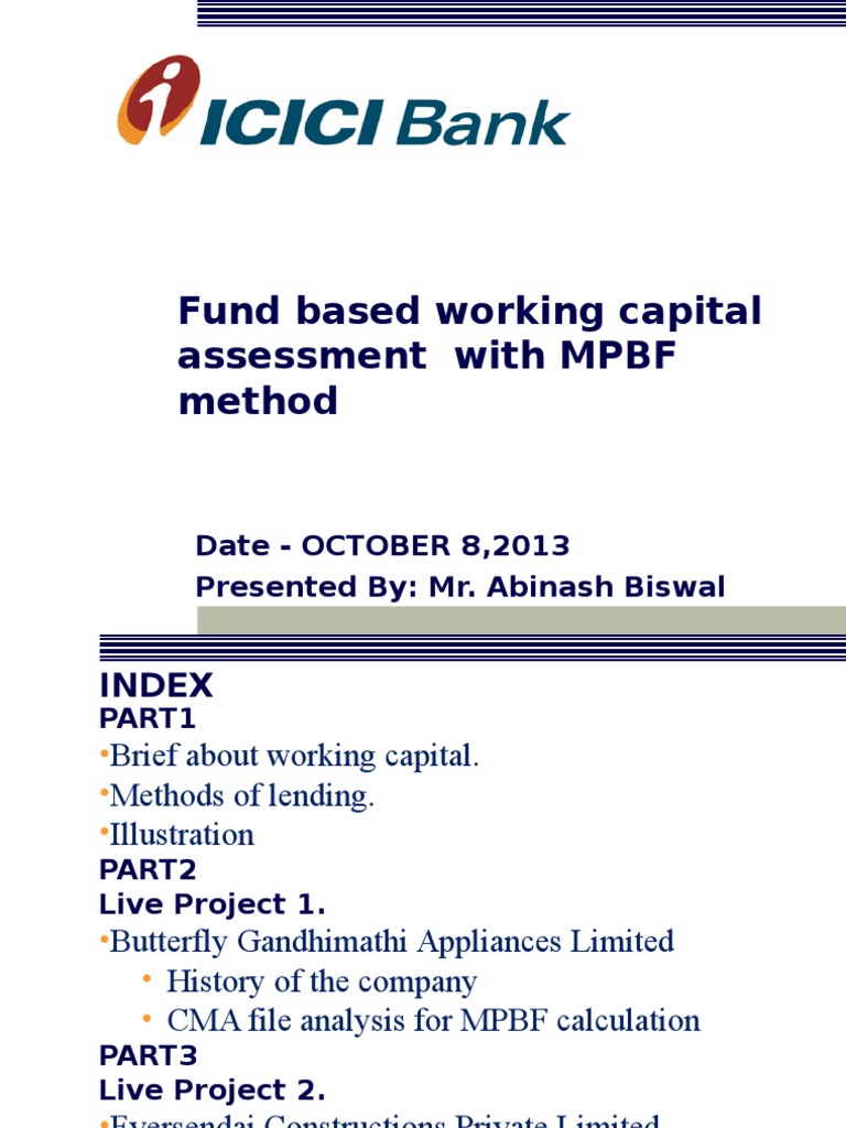 MPBF Presentation | PDF | Working Capital | Credit (Finance)
