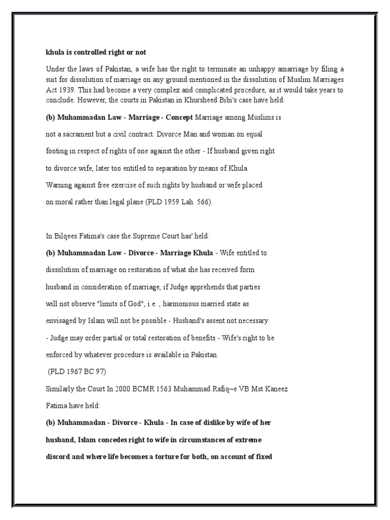 Khula Is Controlled Right or Not | PDF | Islamic Ethics | Sharia