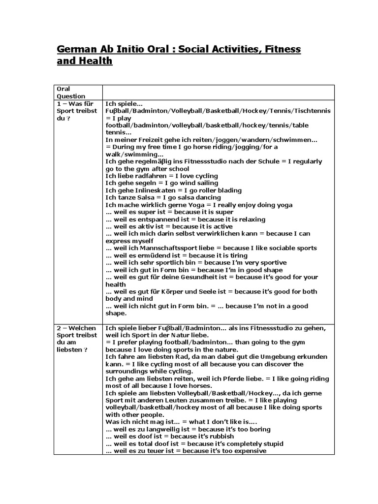 german ab initio oral