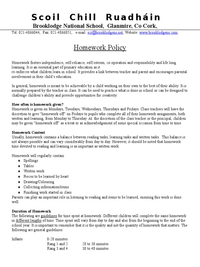 Homework Policy | Homework | Applied Psychology