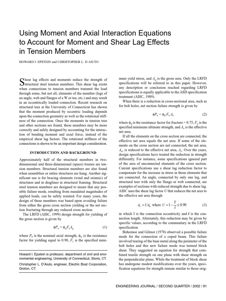 Using Moment and Axial Interaction Equations To Account For Moment and ...
