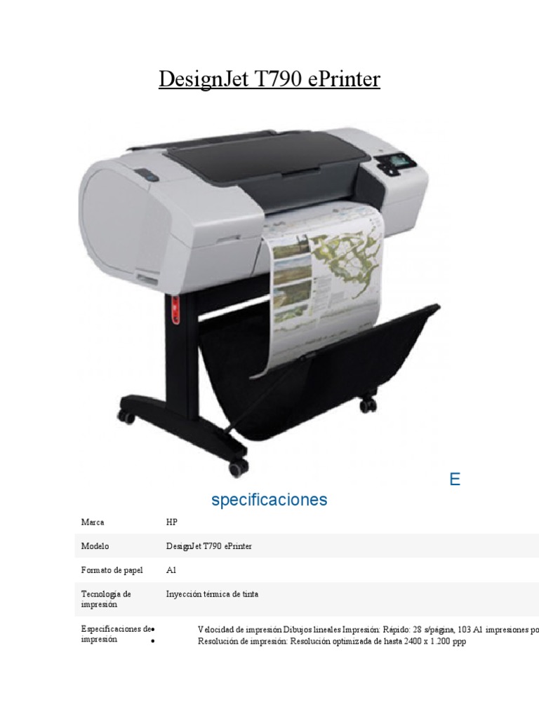 CARACTERISTICAS DE UN PLOTER DesignJet T790 Eprinter | PDF | Tinta ...