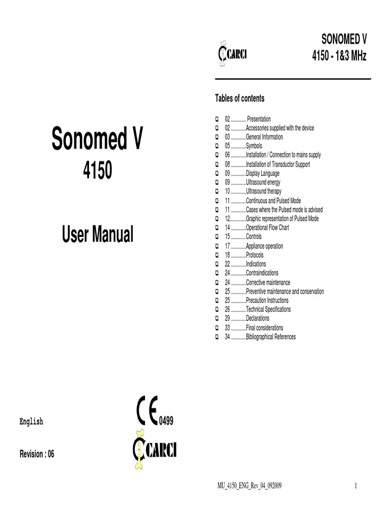 Sonomed V User Manual Overview | PDF | Ultrasound | Radio