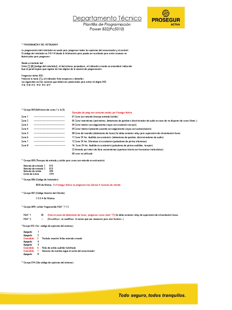 Programación del Power 832 (Pc5010) | PDF | Electricidad | Electrónica
