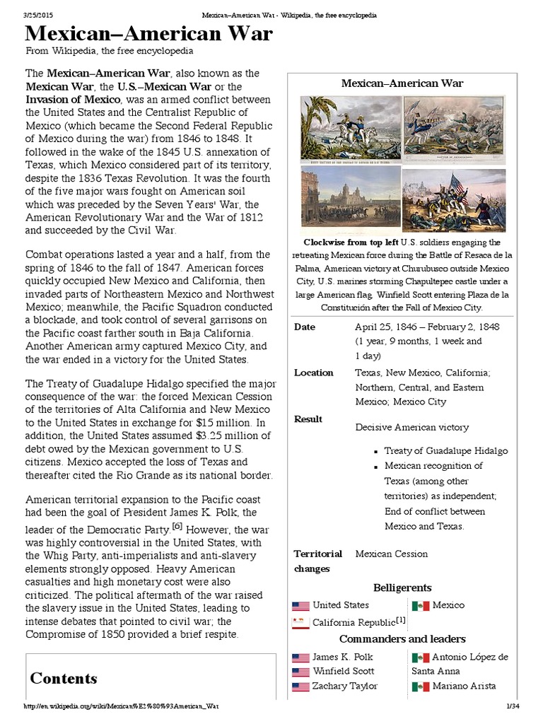 Overview of the Mexican-American War | PDF | Mexican–American War ...