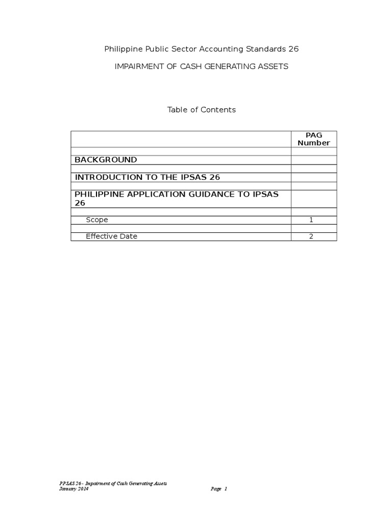 PPSAS 26 - Impairment of Cash Generating Assets Oct - 18 2013 | PDF ...