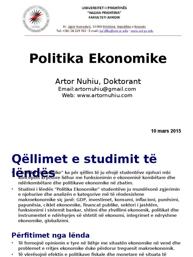 Politika Ekonomike Ligjerata-1 | PDF
