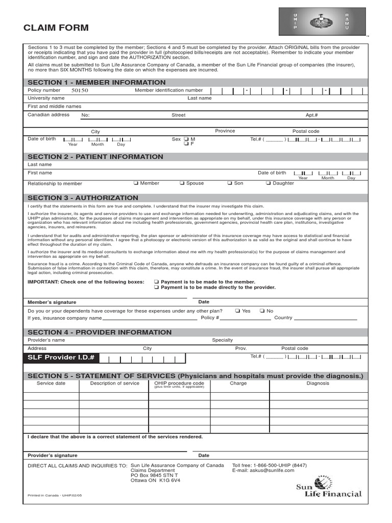 Uhip Claim Form July 2006-1-40 | PDF | Life Insurance | Insurance