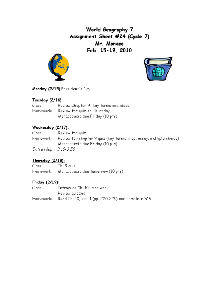 World Geography 7 Assignment Overview | PDF