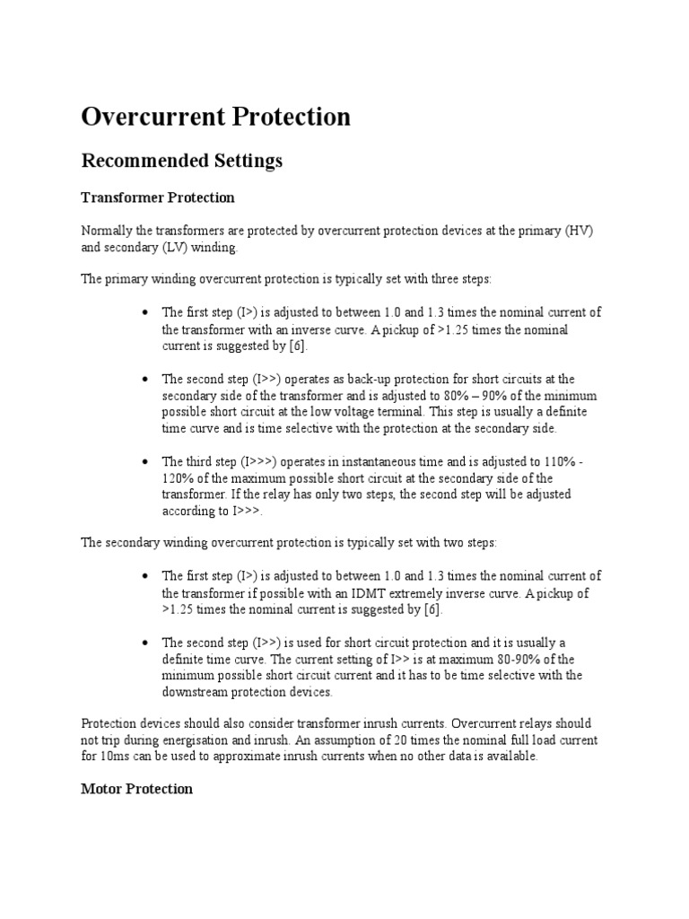 Lock Rotor Protection | PDF | Transformer | Fuse (Electrical)