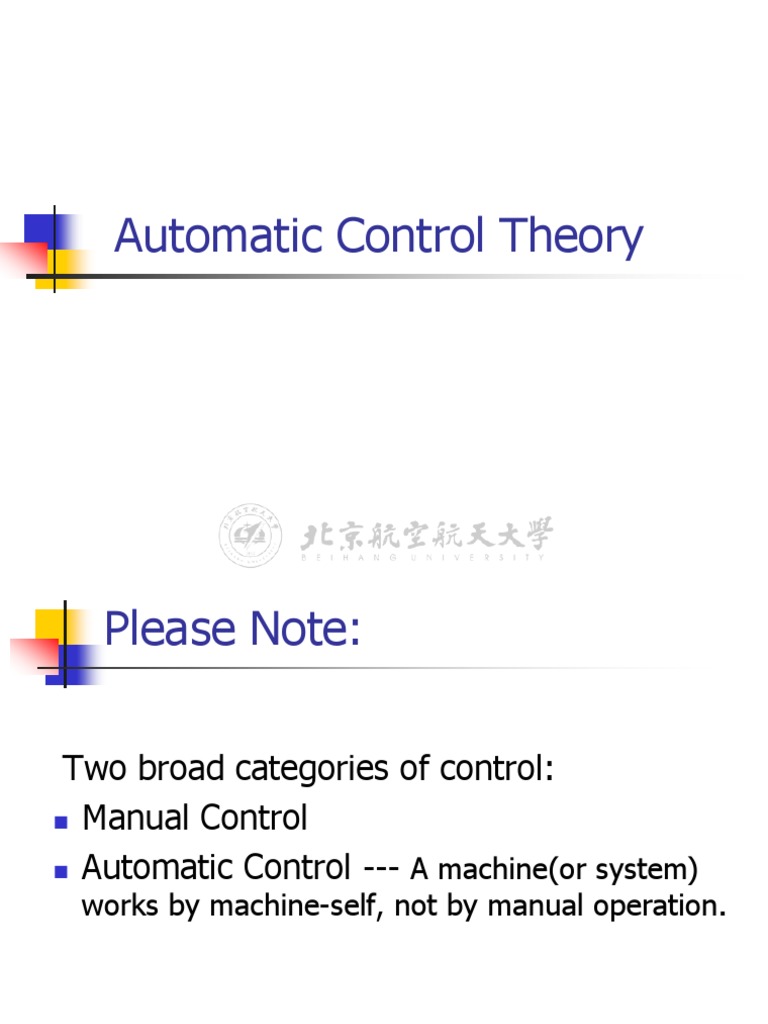 B Lecture1 Introduction Automatic Control System | PDF | Control Theory | Control System