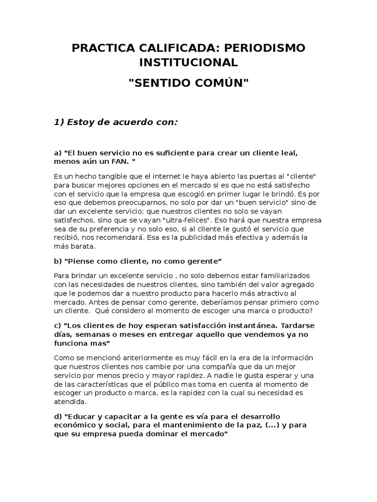 Practica Calificada 02 | PDF | Marketing | Cliente
