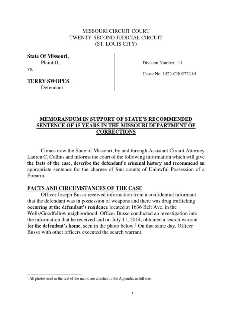 Terry Swopes Sentencing Memo | Download Free PDF | Defendant | Crime ...