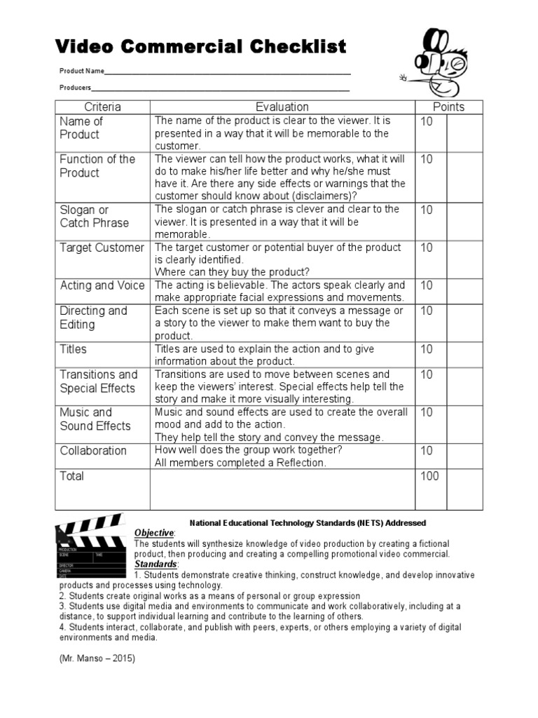 Checklist-Video Commercial | PDF | Art