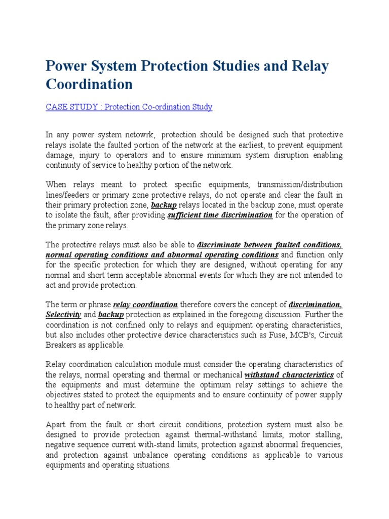 Power System Protection Studies and Relay Coordination | PDF | Relay | Electric Power System