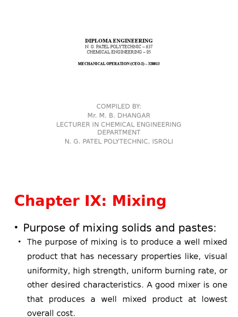 Selection and Operation of Mixing Equipment for Chemical Engineering ...