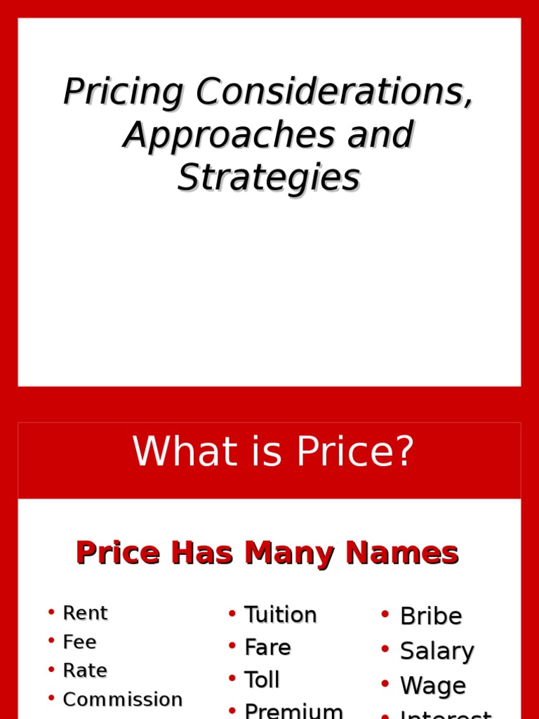 Pricing Considerations, Approaches and Strategies | PDF | Prices ...