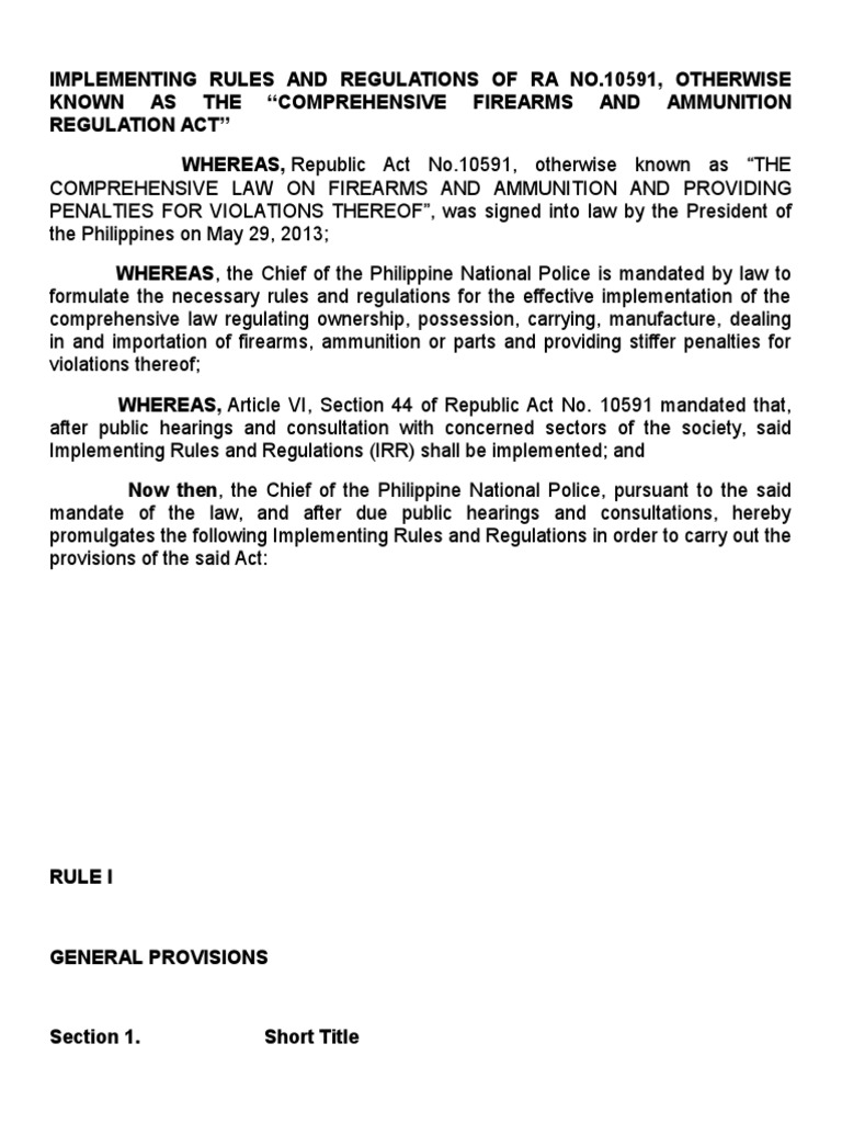 Irr Ra 10591 (FFFF) | PDF | Semi Automatic Firearm | Cartridge (Firearms)