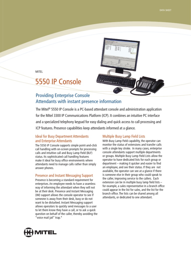 Mitel 5500 IP Console PDF | PDF | Voicemail | Instant Messaging