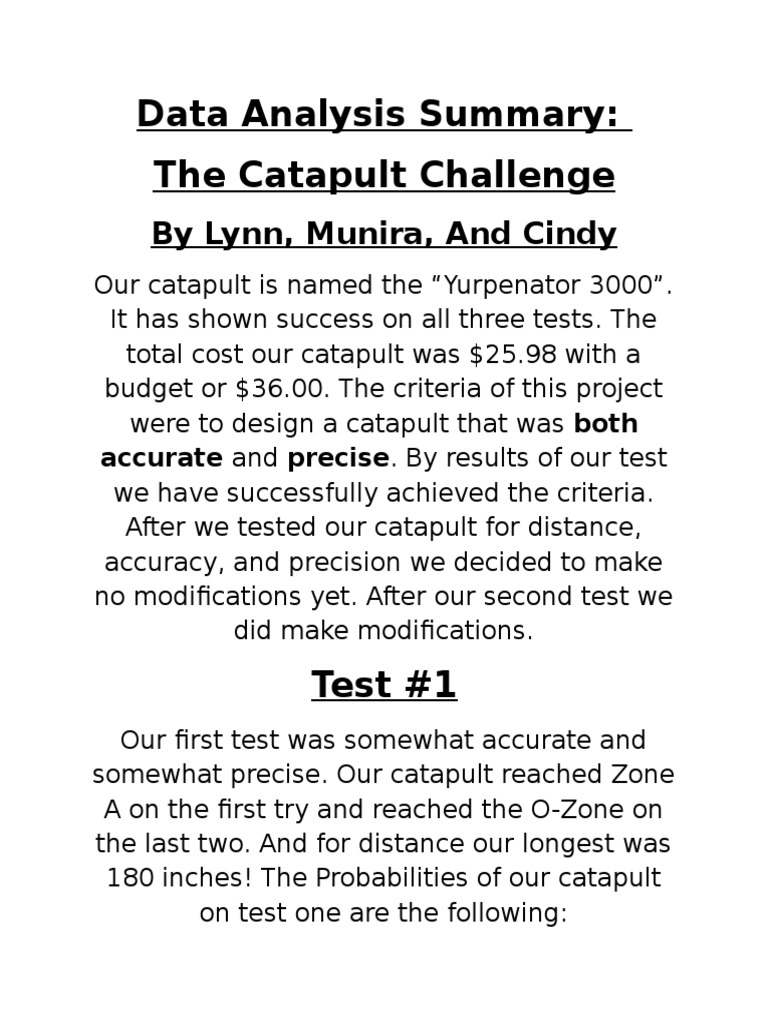 Catapult Challenge Data Analysis Report | PDF | Technology & Engineering