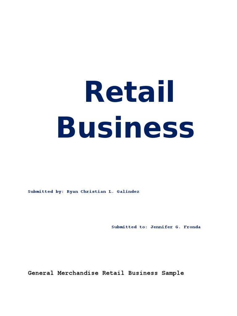 General Merchandise Retail Business Sample | PDF | Retail | Companies