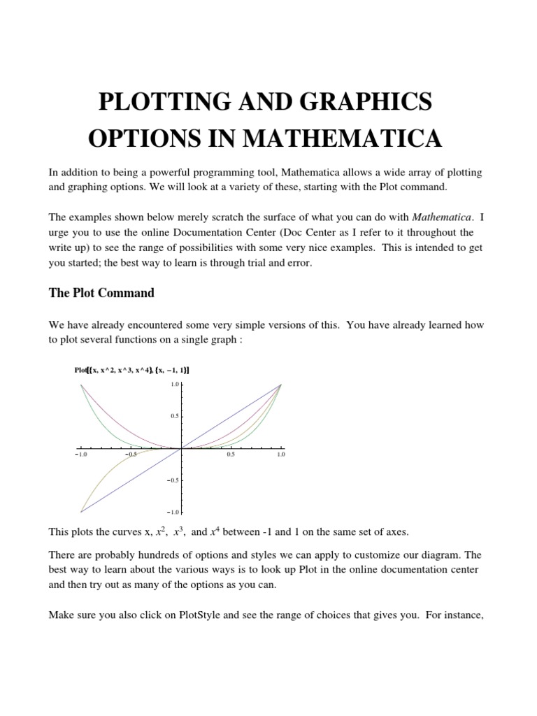 Plotting and Graphics Options in Mathematica: The Plot Command | PDF | Coordinate System ...
