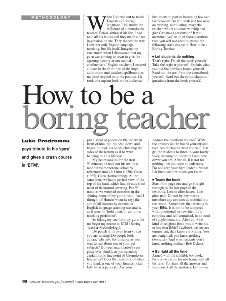 How To Be A Boring Teacher | PDF | Teachers | Cognitive Science