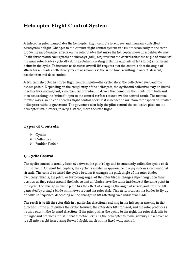 Helicopter Flight Control System | PDF | Helicopter | Helicopter Rotor