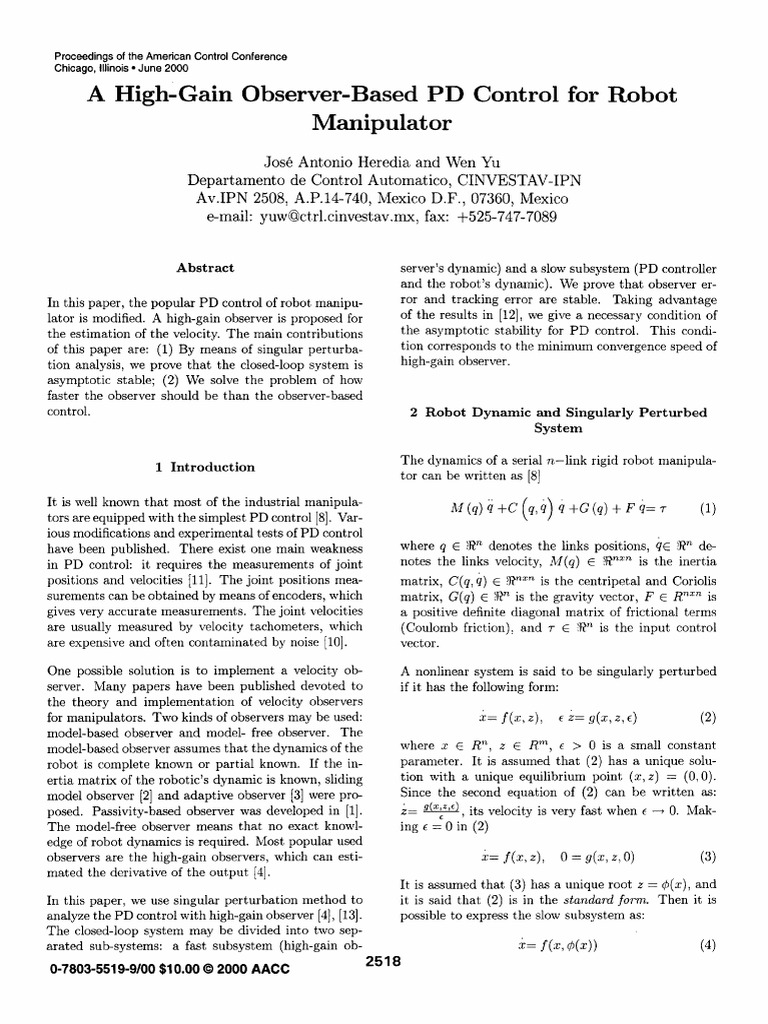 A High-Gain Observer-Based PD Control | PDF | Stability Theory | Teaching Mathematics