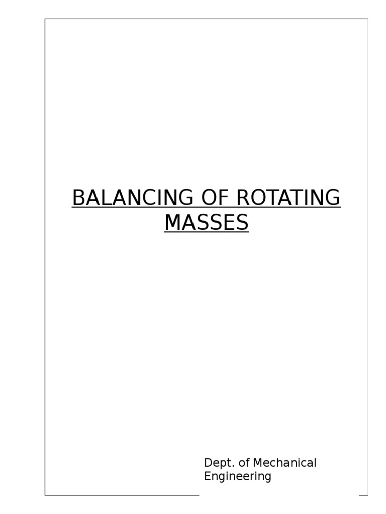 Balancing of Rotating Masses-Final | PDF | Temporal Rates | Force
